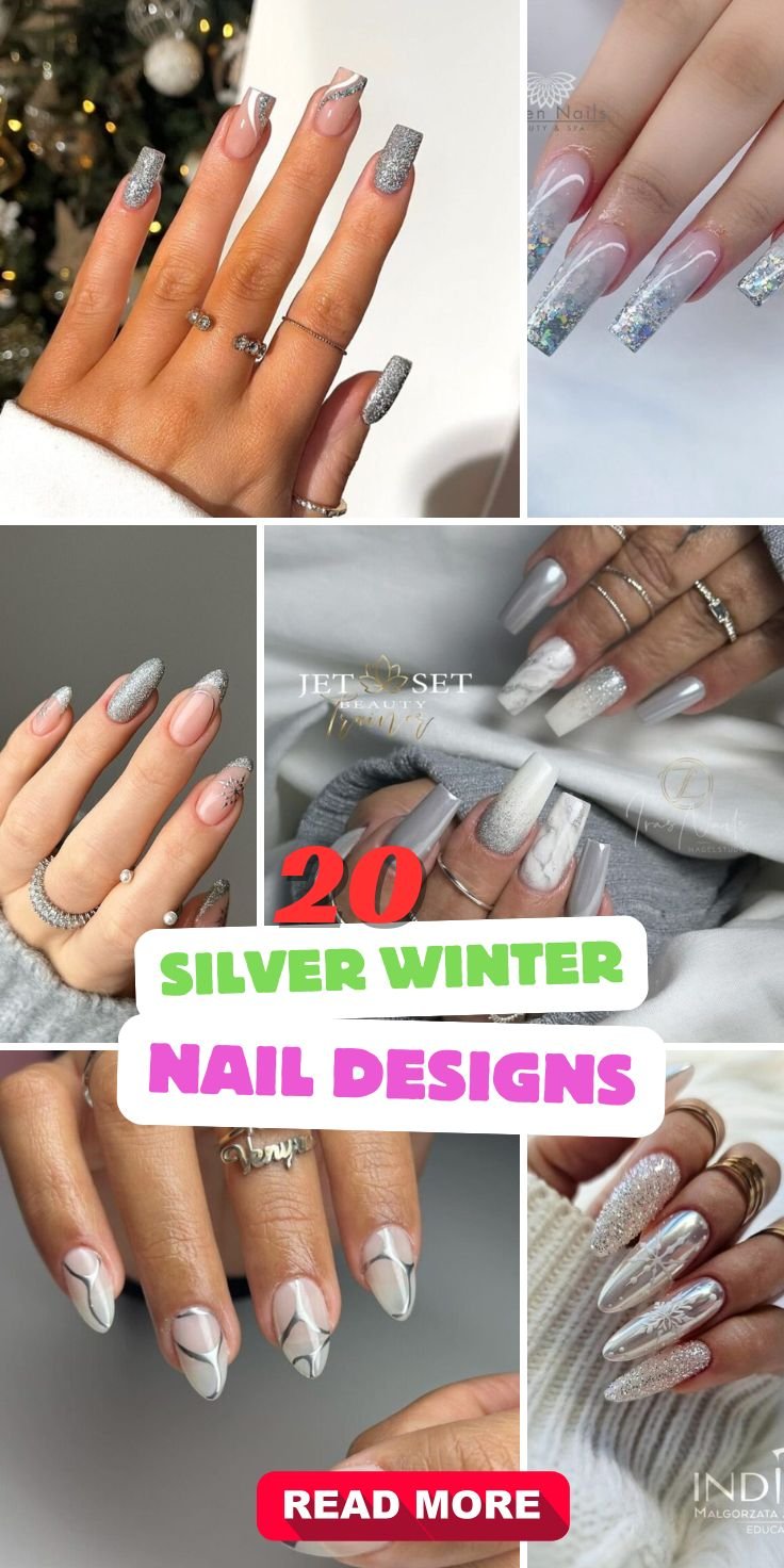 20 Stunning Silver Winter Nail Designs To Try This Season